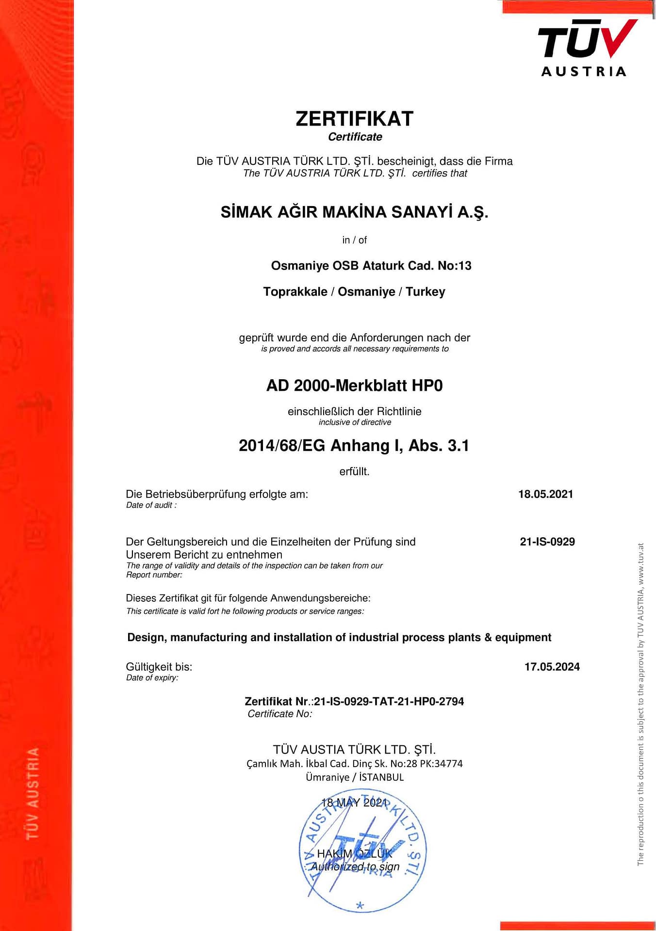 AD 2000-Merkblatt HP0 - Simak